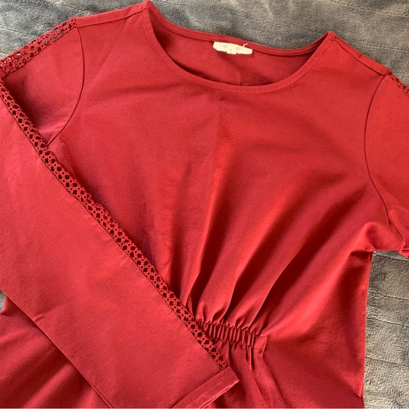 Thought | Dresses | Thought London Red Long Sleeve Knee Length Dress ...